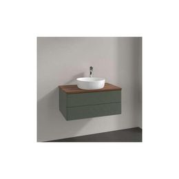 Villeroy & Boch Villeroy und Boch Antao Waschtisch-Unterschrank L19152HL mit Beleuchtung, 2 Ausz&uuml;ge, 800 x 360 x 500 mm, Front mit Struktur, Leaf Green Matt Lacquer / Warm Walnut