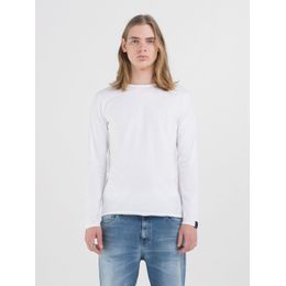 Replay Herren Langarmshirt, wei&szlig;, Gr. L, Jersey, Obermaterial: 100% Baumwolle, Shirts