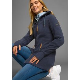 Polarino Damen Fleecejacke, blau, Gr. 40, unifarben, Fleece, Obermaterial: 100% Polyester, Jacken, aus Fleece, atmungsaktiv, schnell trocknend