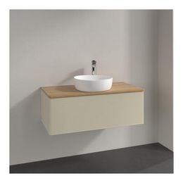 Villeroy & Boch Villeroy und Boch Antao Waschtisch-Unterschrank K31151HJ 100x36x50cm, Hahnloch, Waschbeckenplattenfarbe honey oak, silk grey matt lacquer