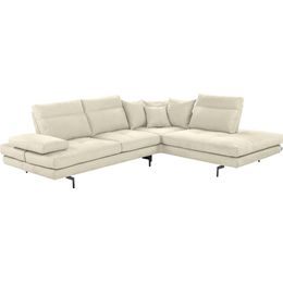 Ecksofa Calia italia "Toby Wing, B/T: 288/232 cm, Designsofa, Premium Sitzkomfort, L-Form", wei&szlig; (avorio mario), B:288cm H:90cm T:232cm, Mikrofaser mit Nubuk Optik (100% Polyester), Sofas, Ecksofa, Sitztiefenverstellung, wahlw. mit Kissen-Set,F&uuml;&szlig;e schwarz matt