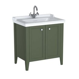 Vitra Valarte Waschtisch-M&ouml;bel-Set 65805 79,5x53x88cm, 2 T&uuml;ren, Korpus Vintage gr&uuml;n/Waschtisch wei&szlig; hochglanz