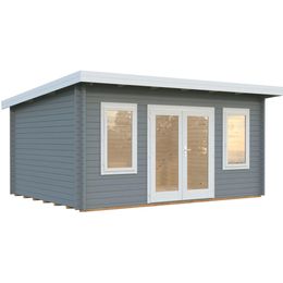 Gartenhaus Palmako "Lisa", hellgrau, wei&szlig;, Fu&szlig;boden im Gartenhaus, ohne Dacheindeckung, Massivholz, Gartenh&auml;user, Gartenhaus, verschiedene Farben