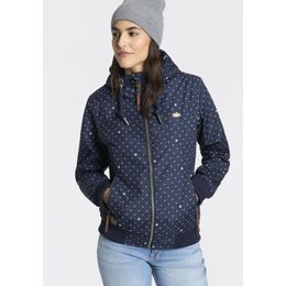 Outdoorjacke Ragwear "NUGGIE DOTS O", Damen, Gr. XS, navy, Web, Obermaterial: 100% Polyester, gepunktet, h&uuml;ftlang, Jacken Outdoorjacke