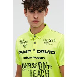CAMP DAVID Pikee-Polo Kurzarm mit Rubber Prints Herren Gr&ouml;&szlig;e XXXL neongr&uuml;n