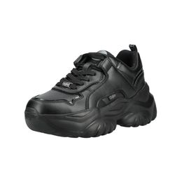 Plateausneaker Buffalo "Buffalo Sneaker Lederimitat", Damen, Gr. 39, schwarz, Lederimitat, Schuhe Plateausneaker