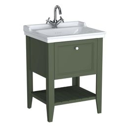 Vitra Valarte Waschtisch-M&ouml;bel-Set 65814 64,5x53x88cm, 1 Vollauszug, Korpus Vintage gr&uuml;n/Waschtisch wei&szlig; hochglanz