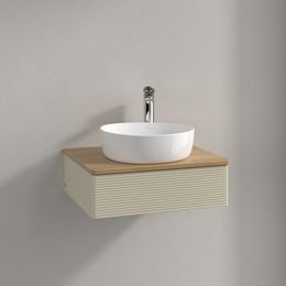 Villeroy & Boch Villeroy und Boch Antao Waschtisch-Unterschrank K07151HJ 60x19x50cm, Hahnloch, Waschbeckenplattenfarbe honey oak, silk grey matt lacquer