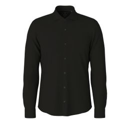 JOOP! Leinenhemd JOOP "Pai-W", Herren, Gr. 43, N-Gr, schwarz, Web, Obermaterial: 100% Leinen, meliert, slim fit h&uuml;ftbedeckend, 1-Knopf-Manschette verstellbar, Hemden, mit New-Kentkragen, Slim Fit