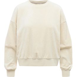 Sweater Ragwear "Wuss Embossed", Damen, Gr. S (36), ecru, Material: 94% Polyester, 6% Elasthan, oversize h&uuml;ftlang, Rundhals, &Auml;rmel ohne &Auml;rmelschlitz Rippb&uuml;ndchen, Sweatshirts Sweater, kuschelig weiches oversized Sweatshirt