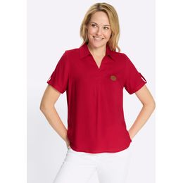 Kurzarmbluse Classic Basics, Damen, Gr. 42, rot, 100% Viskose, unifarben, V-Ausschnitt, Blusen
