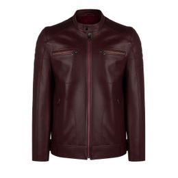Lederjacke FELIX HARDY "Lederjacke mit Rei&szlig;verschluss", Herren, Gr. L, bordeaux, 100% Lammleder, Jacken