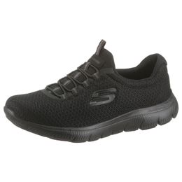 Slip-On Sneaker Skechers "Summits", Damen, Gr. 42, schwarz, Textil, Schuhe, Slipper, Freizeitschuh, Komfortschuh mit Gummizug, Topseller
