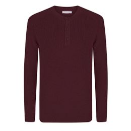 Rundhalspullover FELIX HARDY "Pullover mit Rundhalsausschnitt und Kn&ouml;pfen", Herren, Gr. XL, bordeaux, 100% Baumwolle, Pullover Rundhalspullover