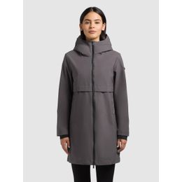 Kurzmantel Khujo "JUNE", Damen, Gr. M, slate grau, Web, 100% Polyester, regular fit h&uuml;ftlang, angesetztes B&uuml;ndchen mit Daumenl&ouml;chern, M&auml;ntel Kurzmantel
