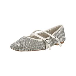 Riemchenballerina Steve Madden "Steve Madden Ballerinas Textil", Damen, Gr. 41, silber (ivory), Textil, Schuhe Riemchenballerina