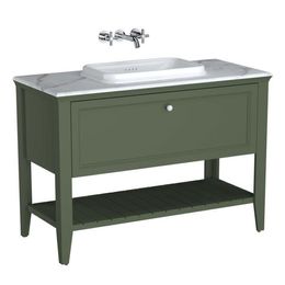 Vitra Valarte Einbauwaschtisch-M&ouml;bel-Set 65822 118x52x87,5cm, 1 Vollauszug, Korpus Vintage gr&uuml;n/Waschtisch wei&szlig; hochglanz