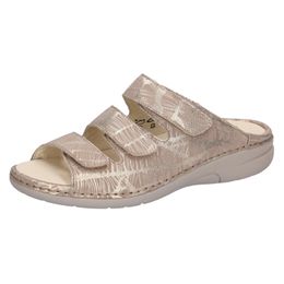 Waldl&auml;ufer WALDL&Auml;UFER Damen Pantolette "Gunna", Gr. 8,5, beige, Nubukleder, metallic, Schuhe, Keilabsatz, Sommerschuh, Schlappen in bequemer Schuhweite G
