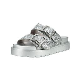 Buffalo Damen Pantolette "Buffalo Pantoletten Lederimitat", Gr. 38silber, Lederimitat, Schuhe