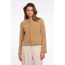 Rino & Pelle Cardigan RINO & PELLE "VANNA", Damen, Gr. S (36), burlywood, Web, Obermaterial: 69% Polyamid, 23% Polyester, 8% Viskose, unifarben, l&auml;ssig geschnitten h&uuml;ftbedeckend, Rundhals, Strickjacken, Kuschelfleece mit Knopfverschluss und aufgesetzten Taschen