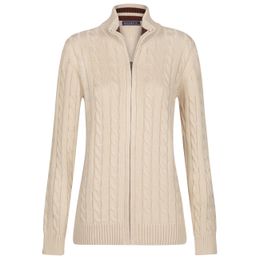 Strickjacke FELIX HARDY "Strickjacke mit Zopfmuster", Herren, Gr. M, beige, 100% Baumwolle, Strickjacken Strickjacke