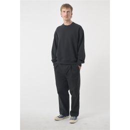 Cleptomanicx Herren Strickpullover "Boxy Crewneck Ligull Boxy Crop", schwarz, Gr. L, bestickt, 100% Baumwolle, Pullover, mit lockerem Schnitt