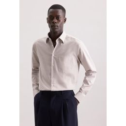 Businesshemd Seidensticker "Schwarze Rose", Herren, Gr. M39, normale &Auml;rmell&auml;ngen, nougat, 100% Baumwolle, kariert, regular fit, 2-Knopf-Manschette, Hemden, Regular 1/1 Covered-Button-Down-Kragen Karo