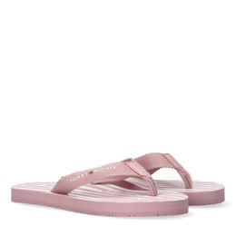 Zehentrenner Tommy Hilfiger, M&auml;dchen, Gr. 36, rosa, Textil, Schuhe Zehentrenner, Pool Slides, Schlupfschuh, Strandschuh mit Zehensteg
