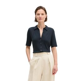 Marc O'Polo Kurzarmshirt MARC O'POLO "aus LENZING&trade; ECOVERO&trade;", Damen, Gr. M, deep night blau, Obermaterial: 94% Viskose, 6% Elasthan, unifarben, regular fit, normaler Saum, Shirts