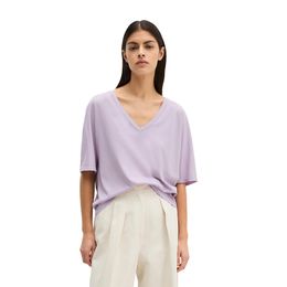 Marc O'Polo T-Shirt MARC O'POLO "mit angeschnittenen &Auml;rmeln", Damen, Gr. M, dusty lavender, Obermaterial: 67% Lyocell, 33% Baumwolle, unifarben, Basic, loose fit, V-Ausschnitt, Shirts T-Shirt