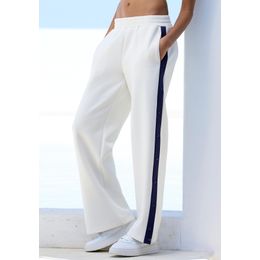 Damen Relaxhose, beige, Gr. S, Copenhagen Studios, unifarben mit Farbeinsatz, Trikot, Obermaterial: 75% Polyester, 17% Viskose, 8% Elasthan, Hosen,