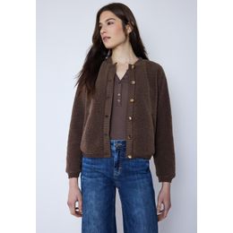 Damen Blousonjava braun, Gr. 46, STREET ONE STUDIO, unifarben, Stoff, 100% Polyester, Jacken, mit innerem w&auml;rmendem Teddyfell