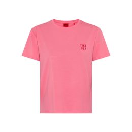 Pyjamaoberteil HUGO UNDERWEAR, Damen, Gr. M, bright pink 670, Jersey, Obermaterial: 60% Modal, 32% Baumwolle, 8% Elasthan, regular fit, Rundhals, Shirts, aus Stretch-Jersey mit Logo-Artwork, Rundhals, regular fit