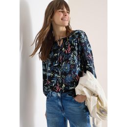 Shirtbluse Cecil, Damen, Gr. XXL (46), bunt (universal blau), Stoff, 100% Viskose, gebl&uuml;mt, klassisch normal, Rundhals, elastischer Bund, Blusen, aus softer Viskose