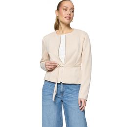 Jackenblazer Zero "Damen in Lederoptik", Damen, Gr. 34, french oak, Obermaterial: 95% Polyester, 5% Elasthan, aufgeraut, Basic, tailliert h&uuml;ftlang, Rundhals, Blazer, G&uuml;rtel