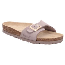 Pantolette Rohde, Damen, Gr. 38, beige (hellbeige), Veloursleder, Schuhe Pantolette, Sommerschuh, Schlappen mit vorgeformtem Softfu&szlig;bett