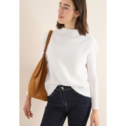 Cecil Damen Pullunder, wei&szlig;, Gr. XL, unifarben, Stoff, 91% Polyester, 9% Baumwolle, Pullover, mit Federgarn