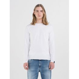 Replay Herren Langarmshirt, wei&szlig;, Gr. XS, Jersey, Obermaterial: 100% Baumwolle, Shirts
