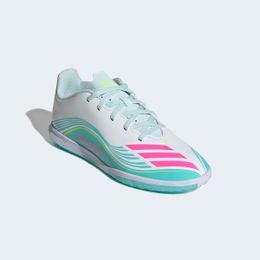 Fu&szlig;ballschuh adidas Performance "F50 MESSI CLUB KIDS HALLENFUSSBALL", M&auml;dchen, Gr. 37, cloud wei&szlig;, lucid pink, flash aqua, Synthetik, Textil, Schuhe Fu&szlig;ballschuh, f&uuml;r Hallenboden, f&uuml;r Kinder & Jugendliche