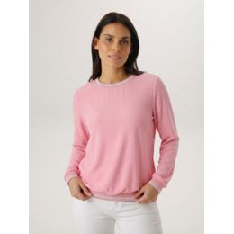 Shirtbluse Aniston SELECTED, Damen, Gr. 36, rosa (pink), Web, Obermaterial: 97% Polyester, 3% Elasthan, unifarben, unifarben mit Farbeins&auml;tzen, figurumspielend h&uuml;ftbedeckend, Rundhals, B&uuml;ndchen, Blusen, mit sportiven B&uuml;ndchen - NEUE KOLLEKTION