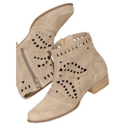 Stiefelette Heine, Damen, Gr. 36, taupe, Leder, Rindsleder, Veloursleder, Schuhe Stiefelette, Topseller