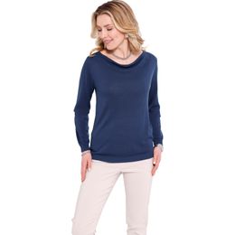Damen Wasserfallpullover aus reiner Viskose dunkelblau, Gr&ouml;&szlig;e 48