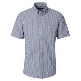 Kurzarmhemd Casamoda "Casamoda Freizeithemd Kurzarm gestreift", Herren, Gr. M, Normalgr&ouml;&szlig;en, blau, 100% Baumwolle, gestreift, l&auml;ssig geschnitten, Hemden