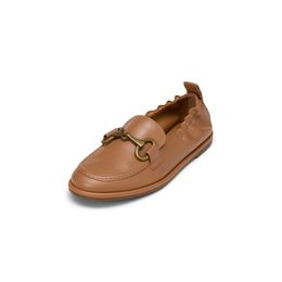 Marc O'Polo MARC O'POLO Damen Loafer "mit elastischer Fersenkante", Gr. 39cognac, Obermaterial: 100% Leder, unifarben, Schuhe