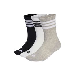 Kurzsocken adidas originals "Socken 3-Stripes Cushioned Sportswear Crew Socks 3er Pack", Herren, Gr. 37-39, bunt (schwarz, wei&szlig;, grau), Obermaterial: 59% Baumwolle CO. 37% Polyester PES. 3% Elasthan EL. 1% Polyamid PA., Socken