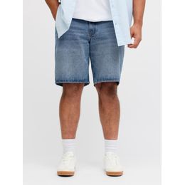Jack & Jones PlusSize Shorts "JJITONY JJORIGINAL SHORTS AKM 111 PLS", Herren, Gr. 42 (4XL), N-Gr, blau denim, Web, Obermaterial: 100% Baumwolle, JACK & JONES PLUSSIZE, Abriebeffekte, relaxed fit knielang, Hosen Shorts