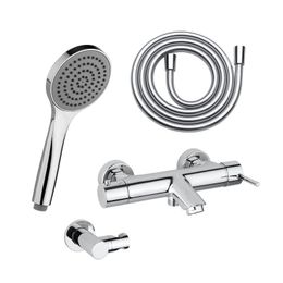 Fortis Wannenset mit Armatur, Handbrause mit 1 Strahlart, Brausehalter, Brauseschlauch, 7811100PC+5318500PC+53162125PC+15505PC,