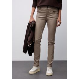 Street One Damen Lederimitathose, beige, Gr. 32, unifarben, Stoff, 79% Viskose, 18% Nylon, 3% Elasthan, Hosen, mit Coating