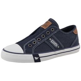 Slip-On Sneaker Mustang Shoes "Winona", Damen, Gr. 39, navy, Baumwolle, Schuhe, Slipper, Halbschuh mit modischen Kontrastn&auml;hten
