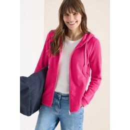 Sweatjacke Cecil, Damen, Gr. XL (44), beetroot pink, Sweatware, Obermaterial: 80% Baumwolle, 15% Polyester, 5% Elasthan, unifarben, regular fit normal, ohne Ausschnitt, B&uuml;ndchen, Sweatjacken Sweatjacke, mit Kapuze